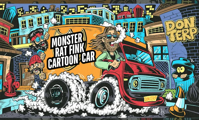 Monster rat fink illustration cartoon style mascot retro vintage comic ...