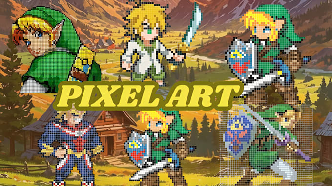Draw pixel art, sprite sheets, pixel backgrounds, and pixel art or ...