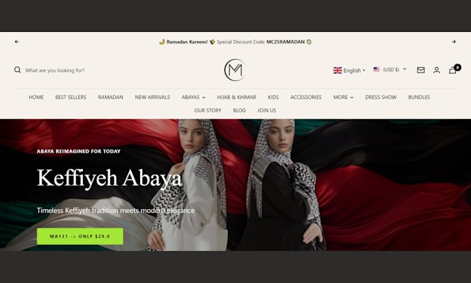Build converting muslim clothing website muslim wear shopify store ...