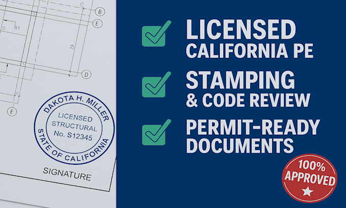 Review and stamp structural civil engineering drawing with california ...