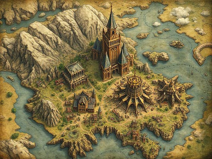 Illustrate a detailed fantasy map for your rpg, book, etc by Melkifyss ...