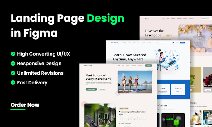 Create a modern and responsive landing page in figma by Divya_inturi | Fiverr