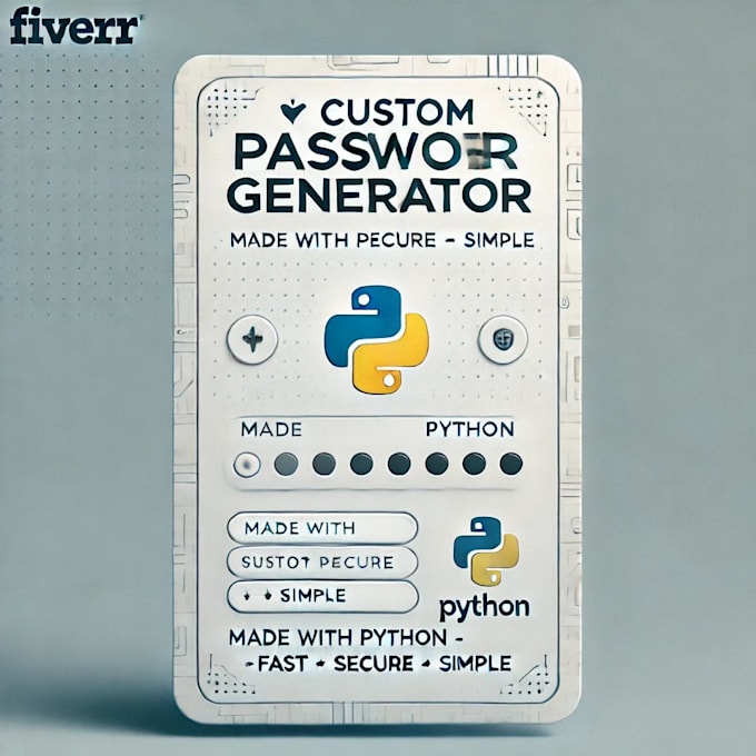Create a custom password generator tool in python by Renodev | Fiverr Create a custom password generator tool in python by Renodev | Fiverr