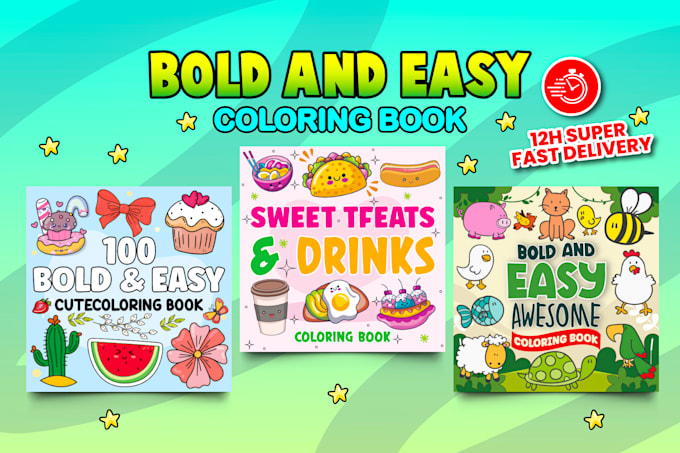 Design a custom bold and easy coloring book cover for amazon kdp by ...