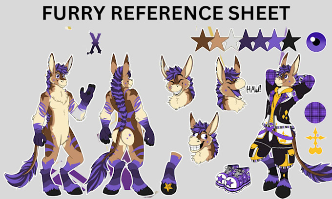 Draw reference sheet furry character reference sheet feral fursona oc ref sheet by Lucas_ry | Fiverr