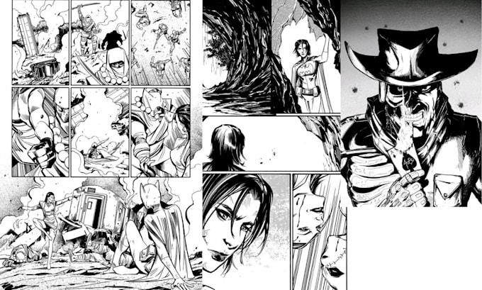 Draw and color comic book art anime full mana art pages by Alysios | Fiverr