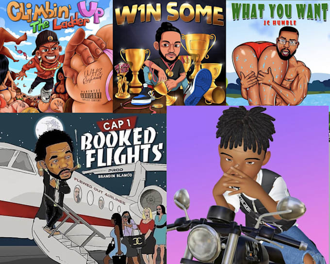 Draw album cover hip hop, rap, cartoon art, character illustration art ...