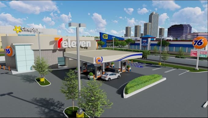 3d gas station design, gas station store, bim, warehouse, gas interior ...