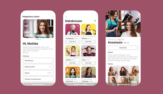 Design beauty salon app in figma by Kalwarmehtab | Fiverr