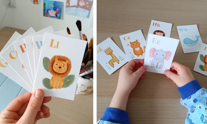 Draw children alphabet flash cards by Marymiapaints | Fiverr