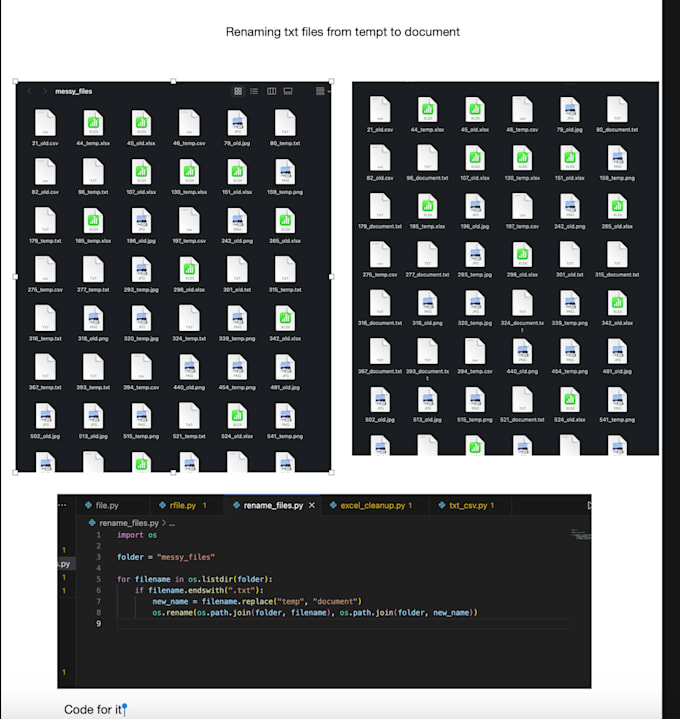 Python script for file renaming and organization by Akshat0813 | Fiverr