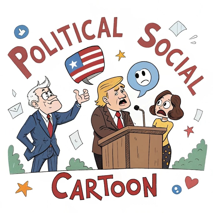 Draw a custom political cartoon by Coyercer811 | Fiverr
