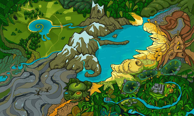 Create fantasy map illustration fortnite map design vector map dnd map ...