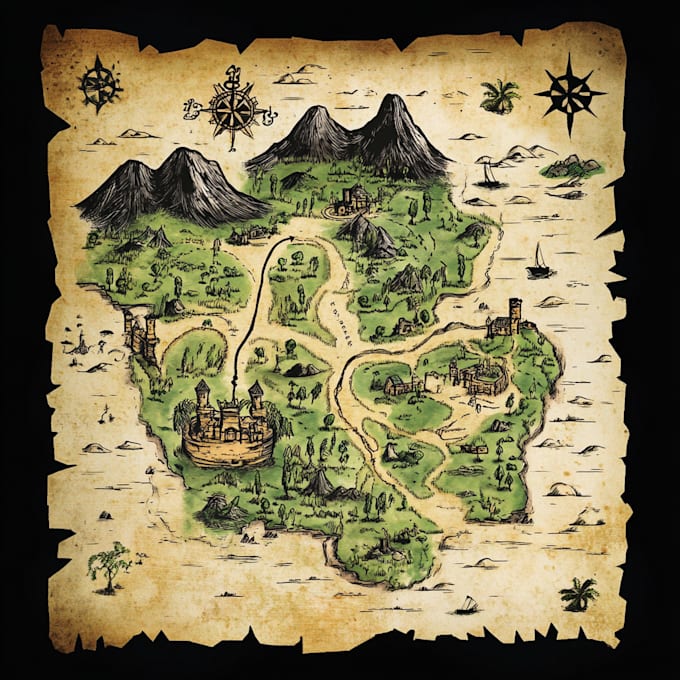 Draw hand drawn dnd world map illustration,fantasy map by Dashayruggles ...