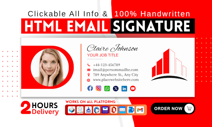 Make html email signature, clickable html email signature, outlook ...