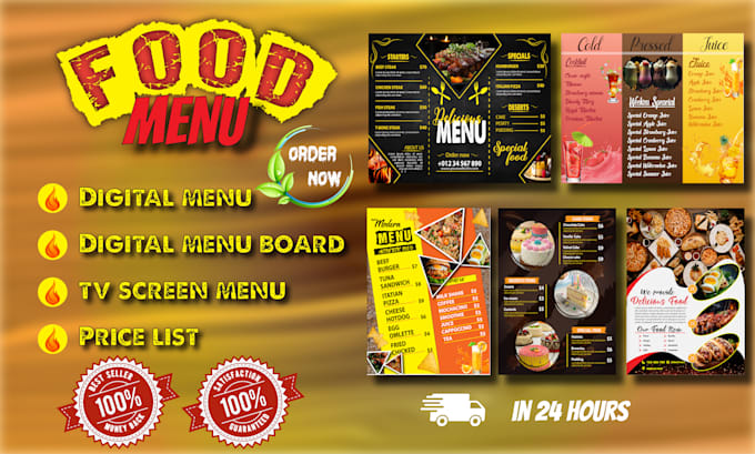 Provide digital menu, static tv screen menu, menu board or price list ...