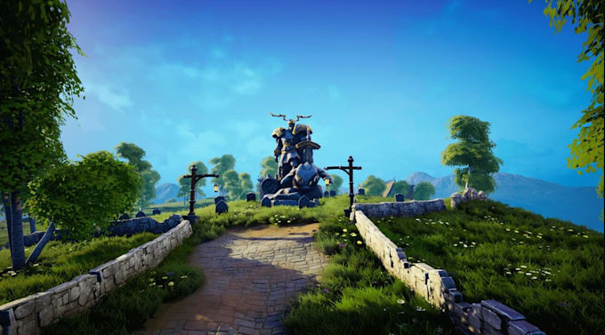 Stylized fantasy open world environment,medieval,aaa stylized village ...