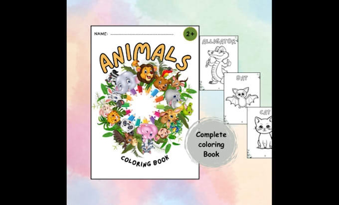 Create a high quality printable animals coloring book for kids by Esha ...