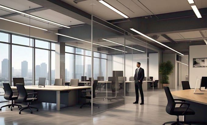 Do 3d cgi office design, multi room, workspace and 3d rendering by ...
