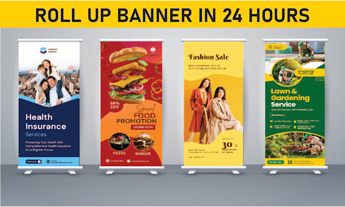 Design pull ups banner, stand banner, roll up banner by Rabiaf076 | Fiverr