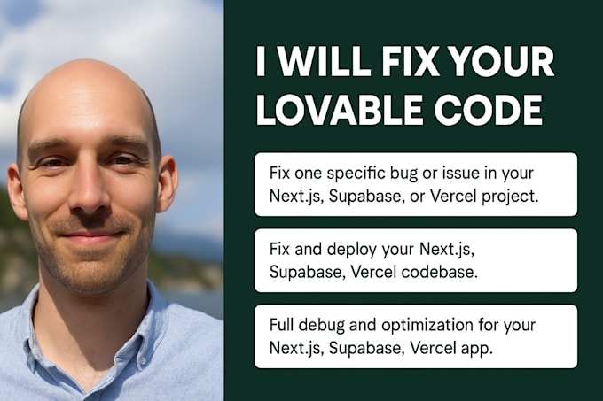 Fix your next, supabase, and vercel code issues by Bepitic | Fiverr