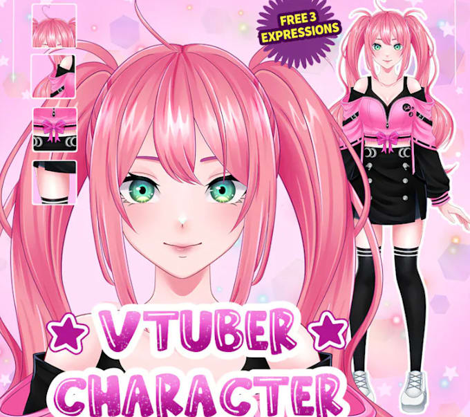 Model and design your fantasy vtuber,2d live vtuber,png tuber,pfp vtuber by Hosh_luck | Fiverr