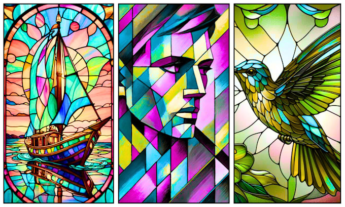 Draw stunning fantasy stained glass art mosaic glass art glass ...