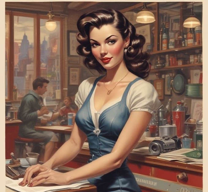 Draw pin up girl and pin up girl illustration by Sonejiac | Fiverr