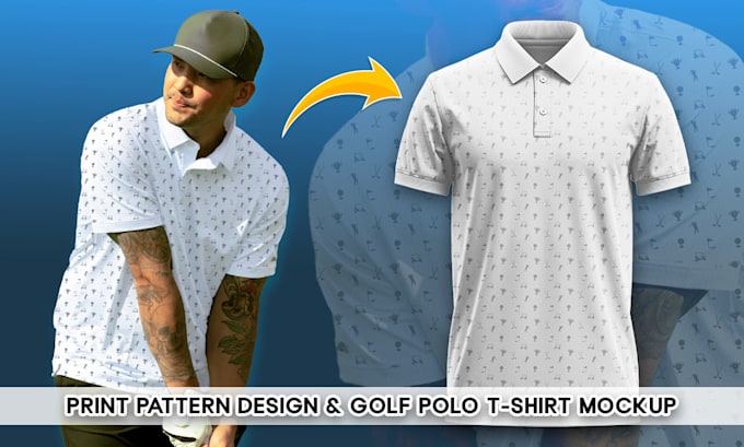 Design custom all over golf polo t shirt patterns and mockups for you ...