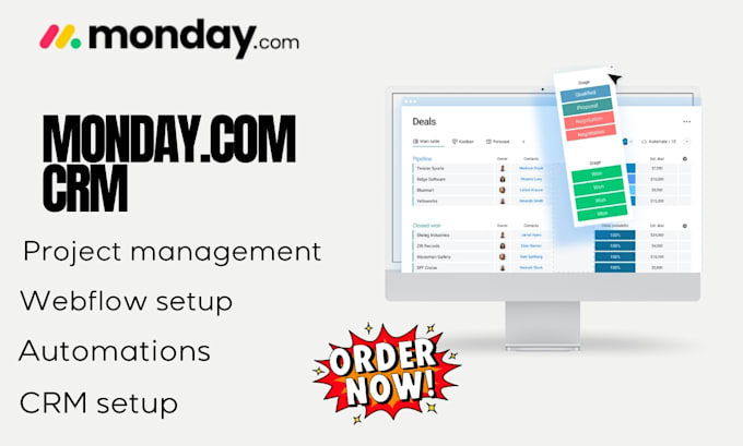 Set up and automate monday crm, clickup, trello, make integromat, and notion by Jolanda_rome ...