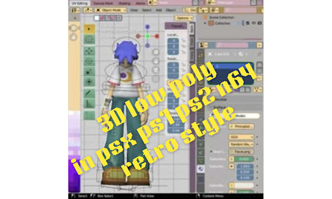 Model rig animate texture a stylized low poly 3d character in ps1 n64 ...