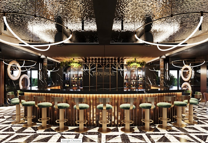 Render stunning 3d bar interior, cafe, night club, restaurant, shop,store, gyms by Felveno | Fiverr