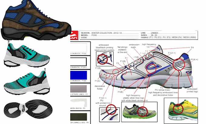 Design footwear shoe tech pack for mockup and manufacturing by ...