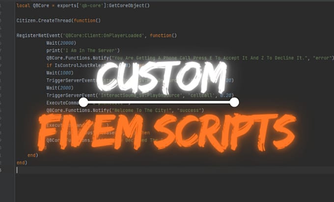 Modify and create fivem scripts for qbcore or esx by Tracy_lott0 | Fiverr