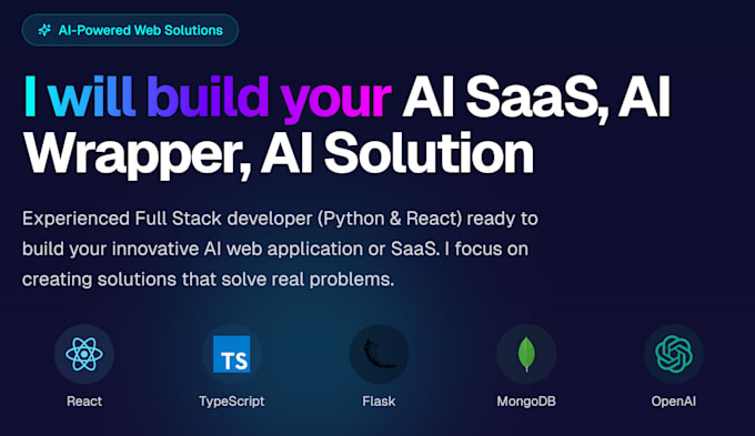 Build your ai saas, ai wrapper, ai solution by Pabloluhe | Fiverr