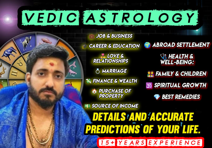 Detailed vedic astrology birth chart reading, predictions and provide ...