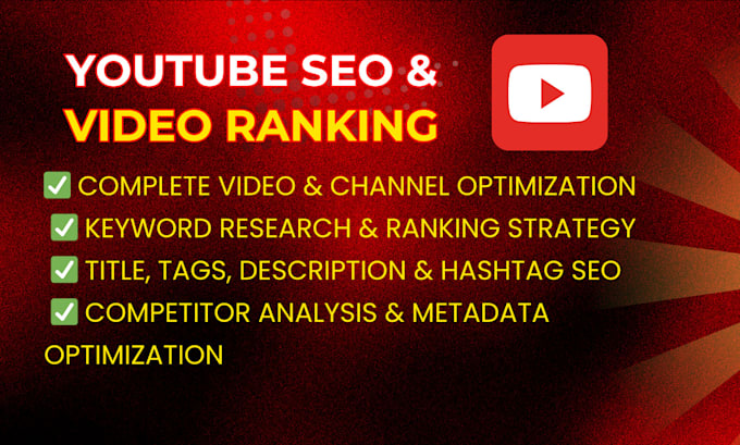 Do youtube seo optimization to rank your video and grow your channel by Fjabber | Fiverr