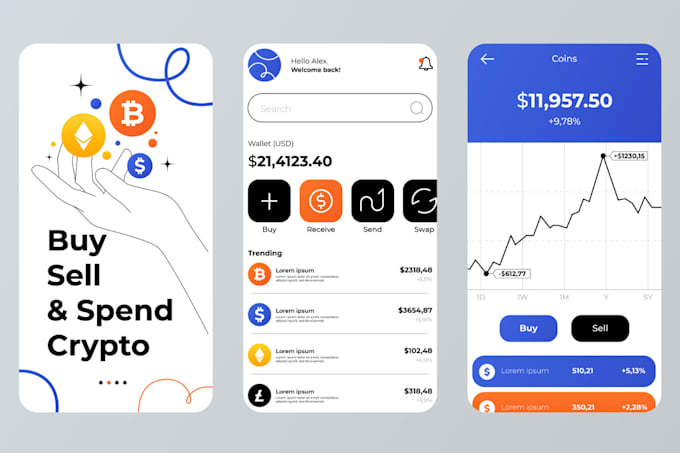 Crypto app and blockchain app ui design exchange wallet app crypto ...