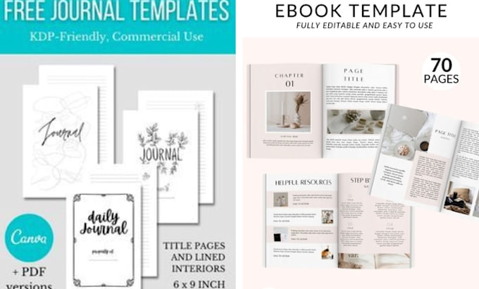 Design ebook journal, printable planner and diary template on canva by ...