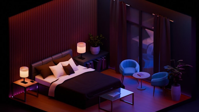Do realistic room design in 3d isometric by James_modeller1 | Fiverr