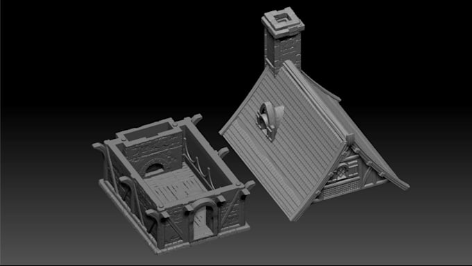 Make 3d printable house,terain miniature model for wargame,stl file ...