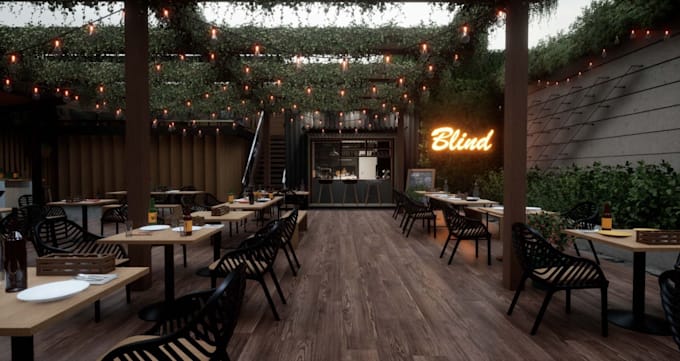 Modern private bar design, render commercial restaurant, cafe, lounge ...