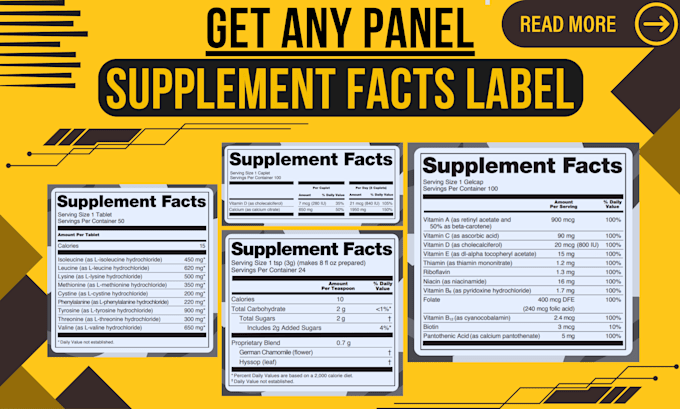 Create any panel of supplement facts label by Drhussain_mohib | Fiverr