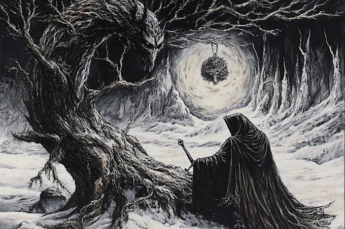 Draw amazing dark art illustration album cover by Androtze | Fiverr