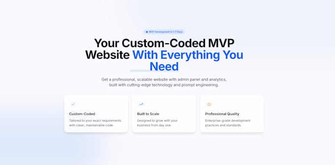 Build your custom coded mvp website by Nyxidiom | Fiverr