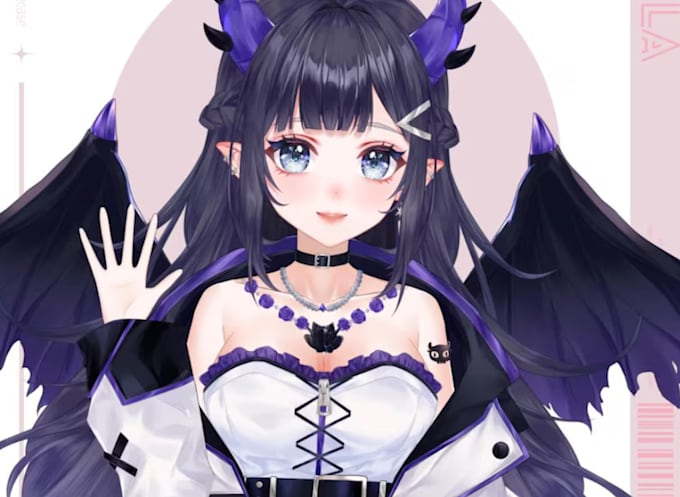 Live2d vtuber model fursona model portrait anime cyberpunk vtuber ...