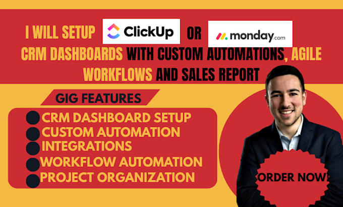 Setup Clickup Mondaycrm Dashboard Custom Automation Agile Board Workflow Reports By Dan Levelup
