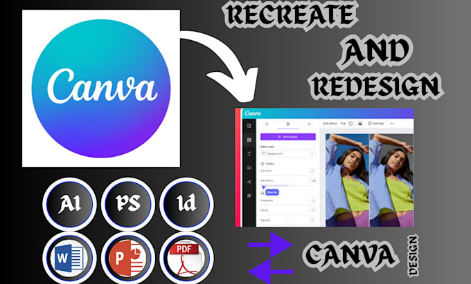 Redesign, recreate or convert your psd, ai, eps, pdf, png in canva or photoshop by App_smiths ...
