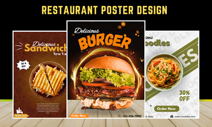 Design food posters, flyers ,menus and social media ads for restaurant ...