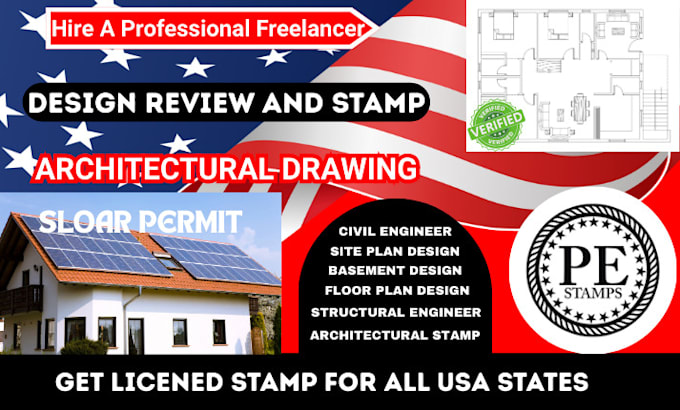 Draw review, stamp usa architectural drawings, city permit, mep site plan by Bremoel | Fiverr